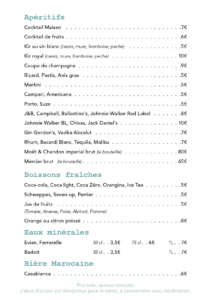 Apéritifs | Le Sirocco | Le Sirocco - Restaurant à Paris