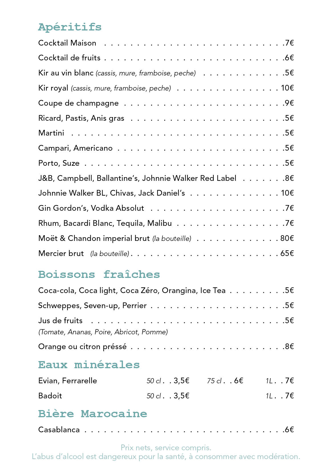 Apéritifs | Le Sirocco | Le Sirocco - Restaurant à Paris